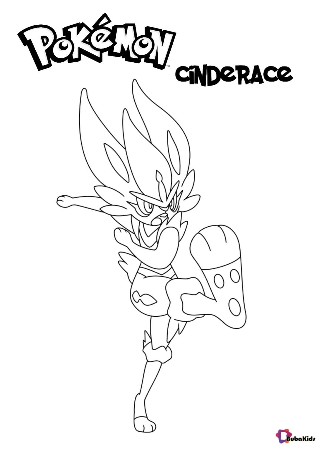 Pokemon cinderace coloring pages | BubaKids.com