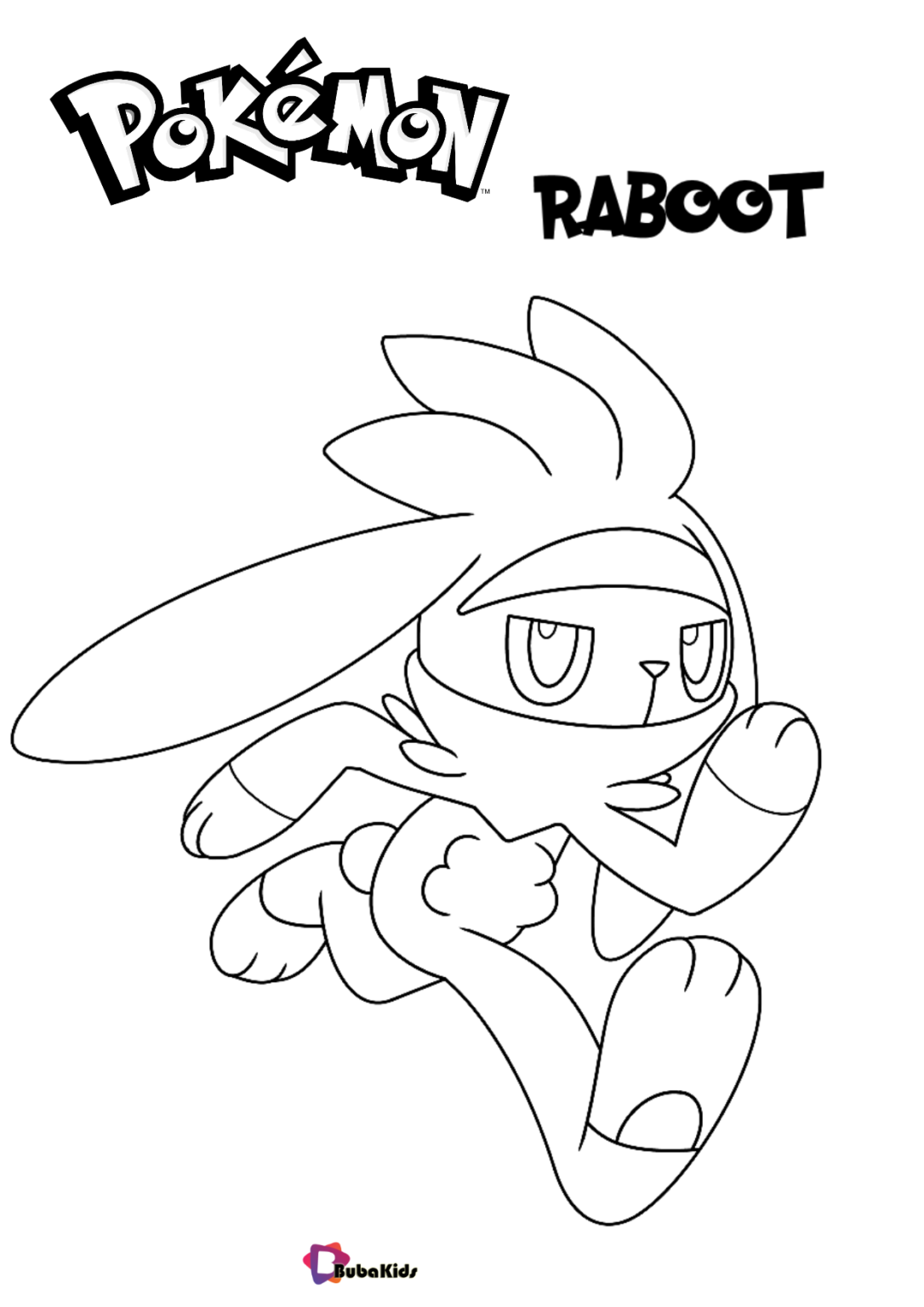 Pokemon sword and shield pokemon raboot coloring page | BubaKids.com
