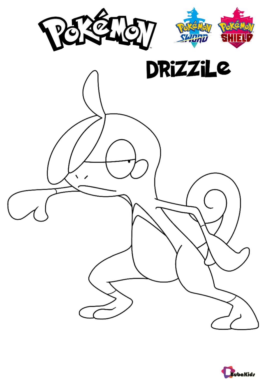 Pokemon Sword and Shield Pokemon Drizzile coloring pages | BubaKids.com