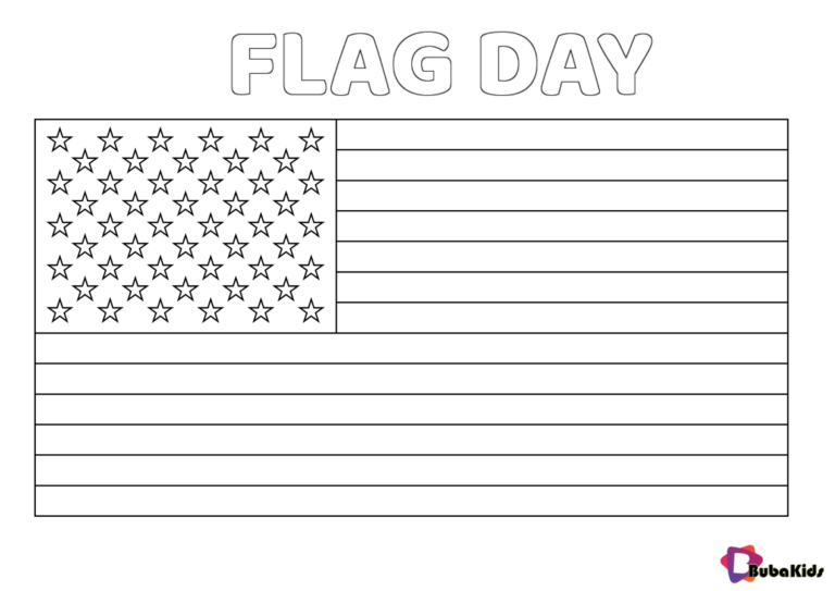 US Flag Day June 14 coloring page | BubaKids.com