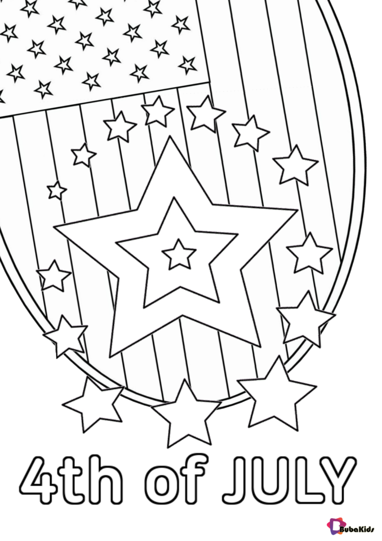 US independence day 4th of july coloring page | BubaKids.com