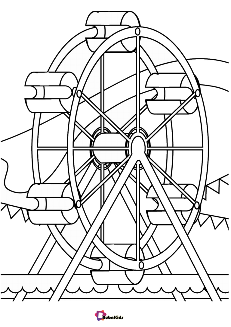 Amusement park ferris wheel coloring page | BubaKids.com