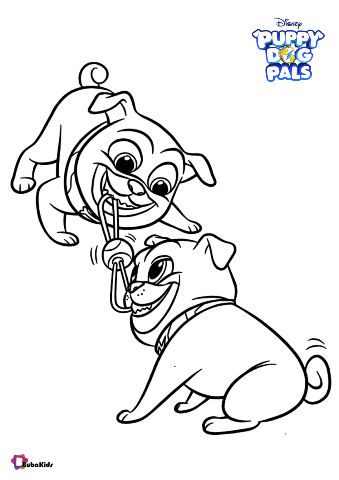 Bingo and Rolly coloring sheet Disney Puppy Dog Pals | BubaKids.com