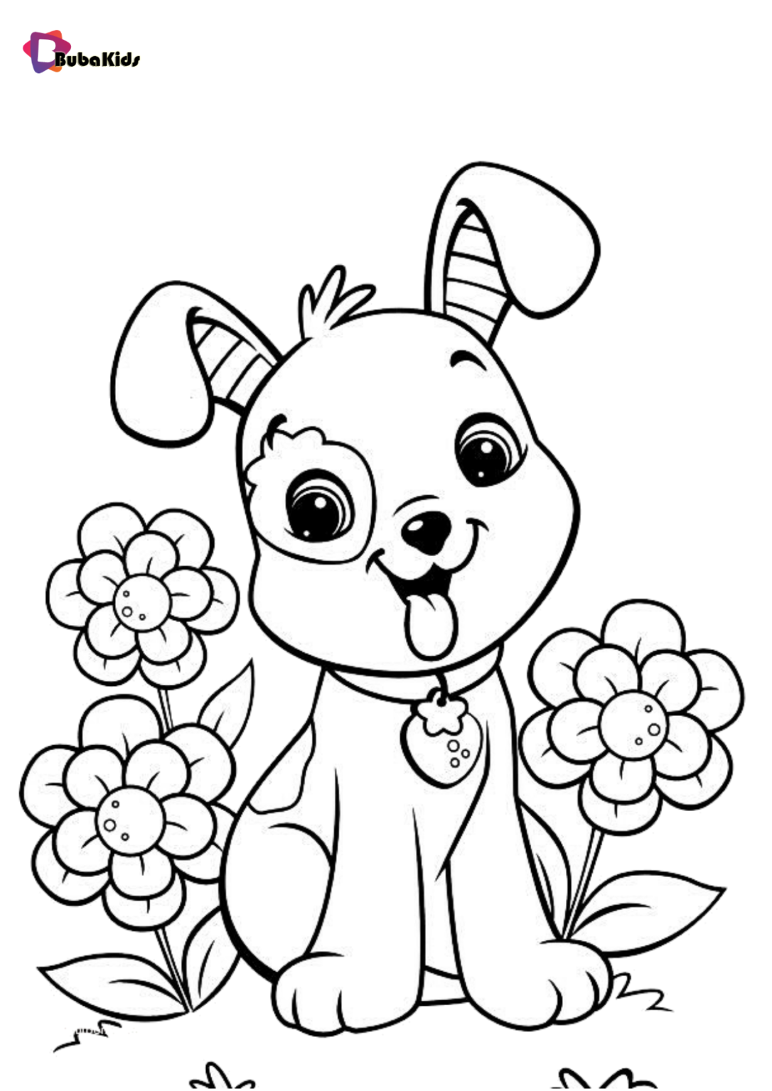 Cute puppy dog animal pet coloring pages | BubaKids.com
