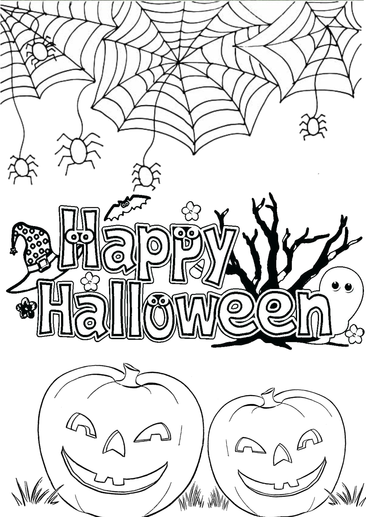 Welcome October Happy Halloween 2020 coloring page | BubaKids.com