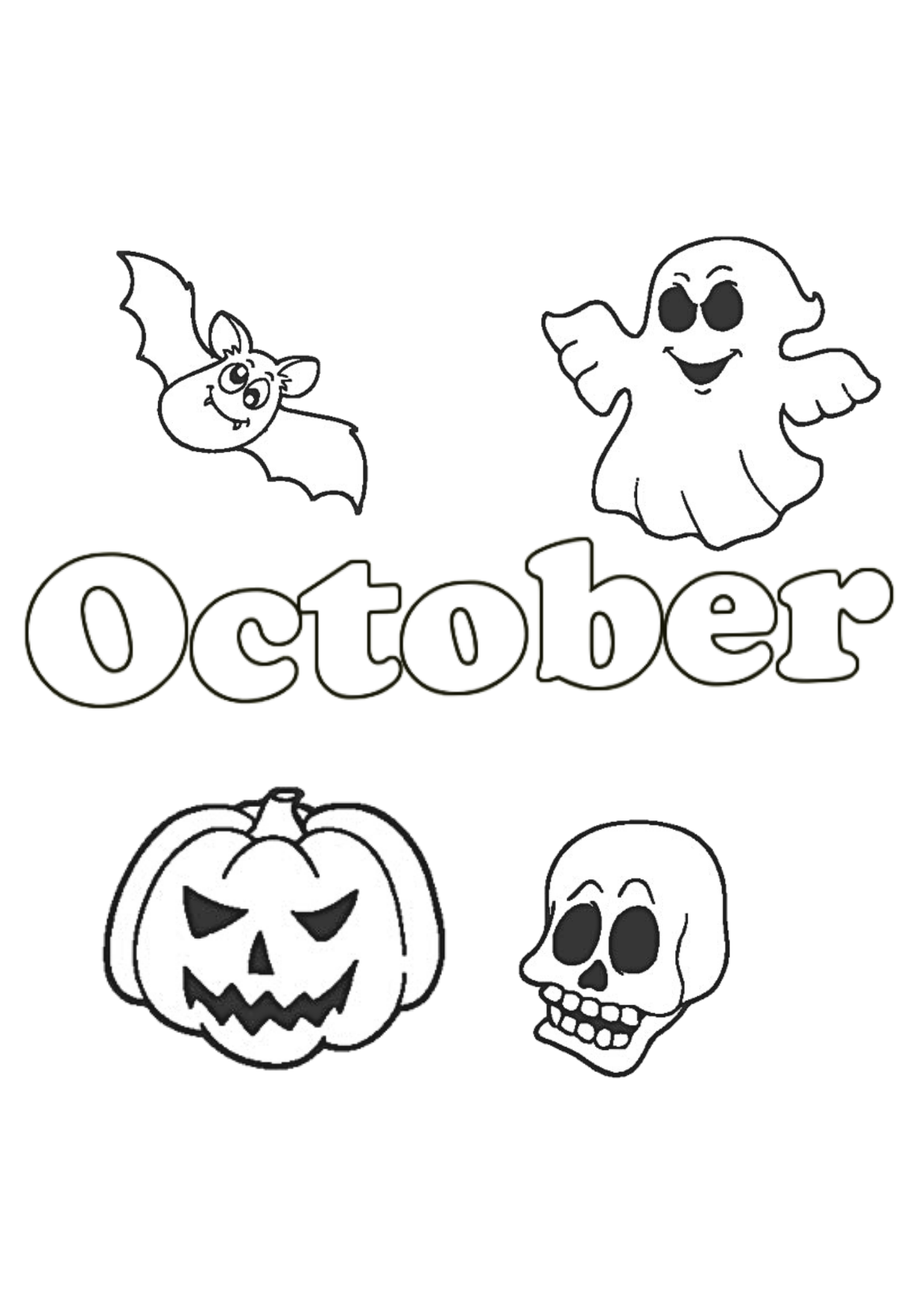 Welcome October Halloween coloring page | BubaKids.com