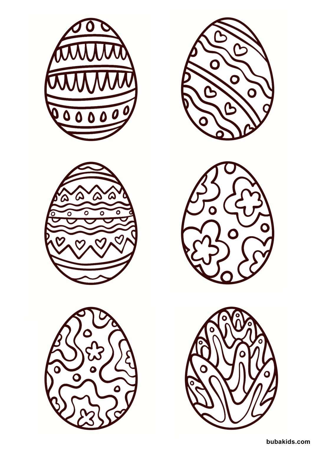 Easter eggs coloring page bubakids | BubaKids.com