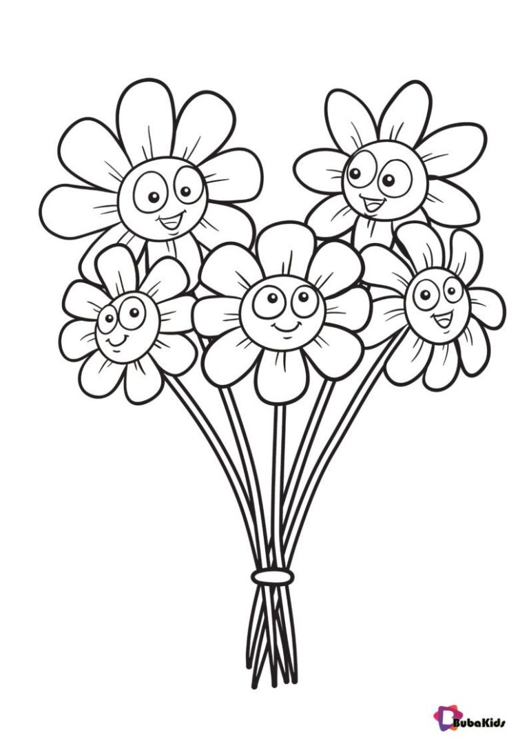 Beautiful flowers coloring pages | BubaKids.com