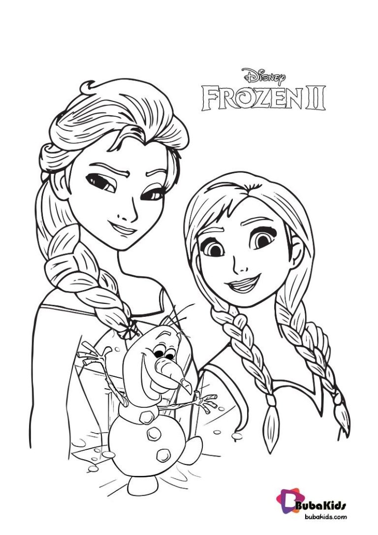 Elsa Olaf Anna The Best Princess Movie Coloring Page | BubaKids.com