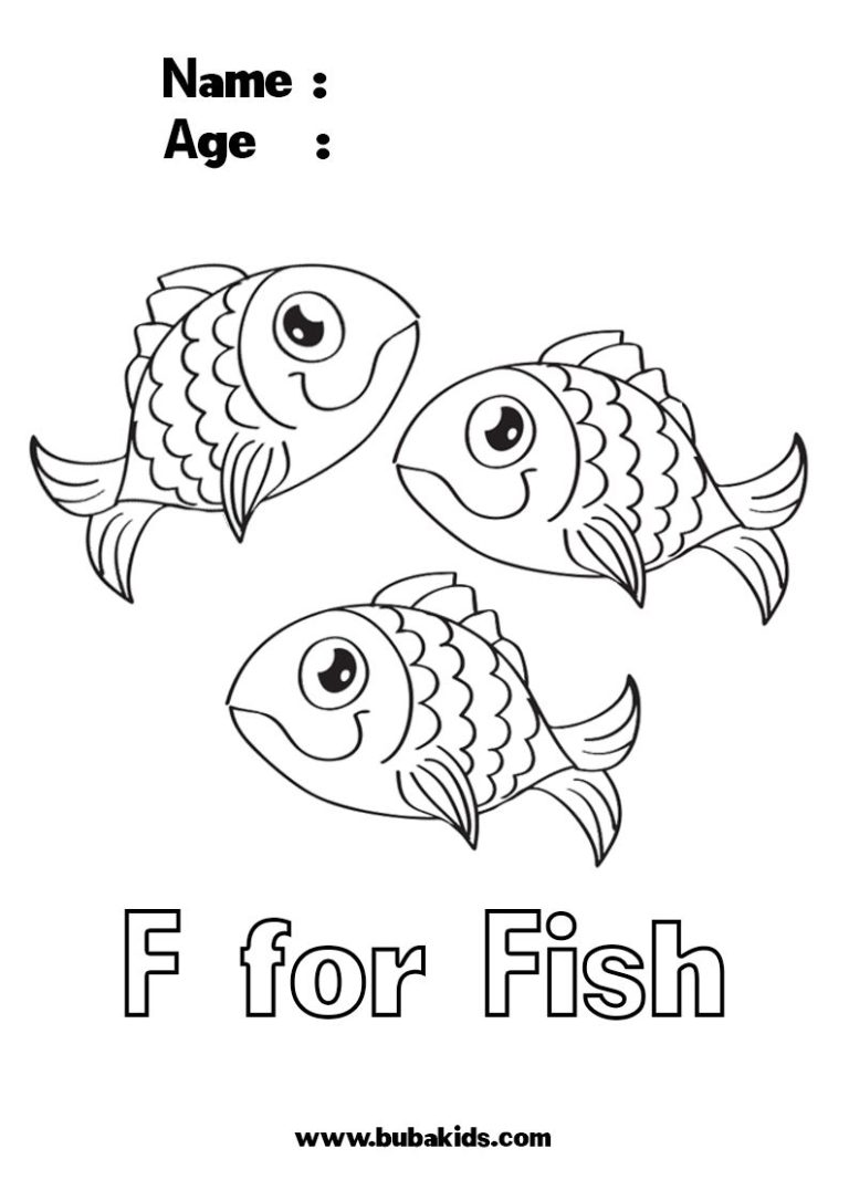 Letter F For Fish Free Coloring Page For Kids | BubaKids.com