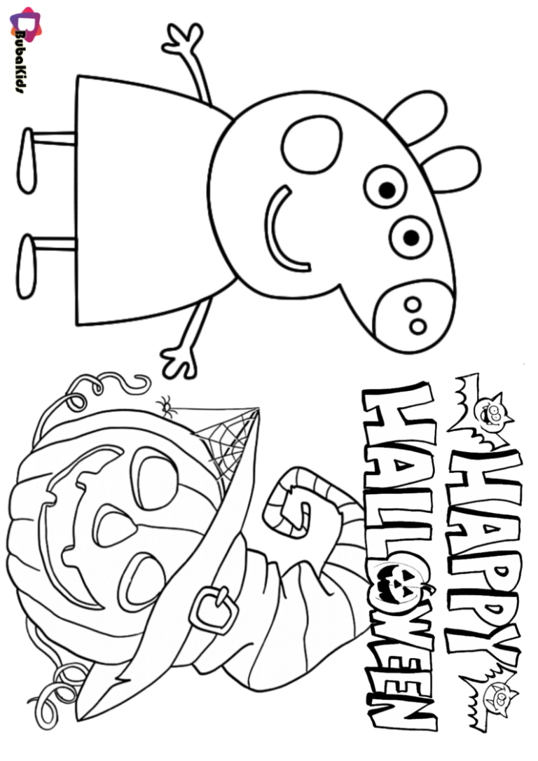 peppa pig happy halloween coloring page 2 | BubaKids.com