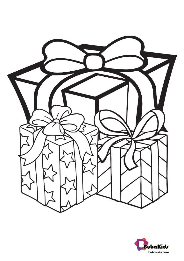 christmas gift coloring page 2 | BubaKids.com