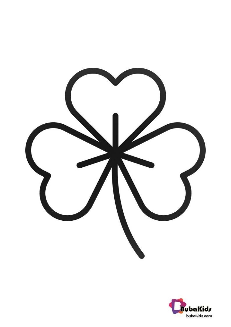easy 4 leaf clover shamrock coloring page for kids | BubaKids.com