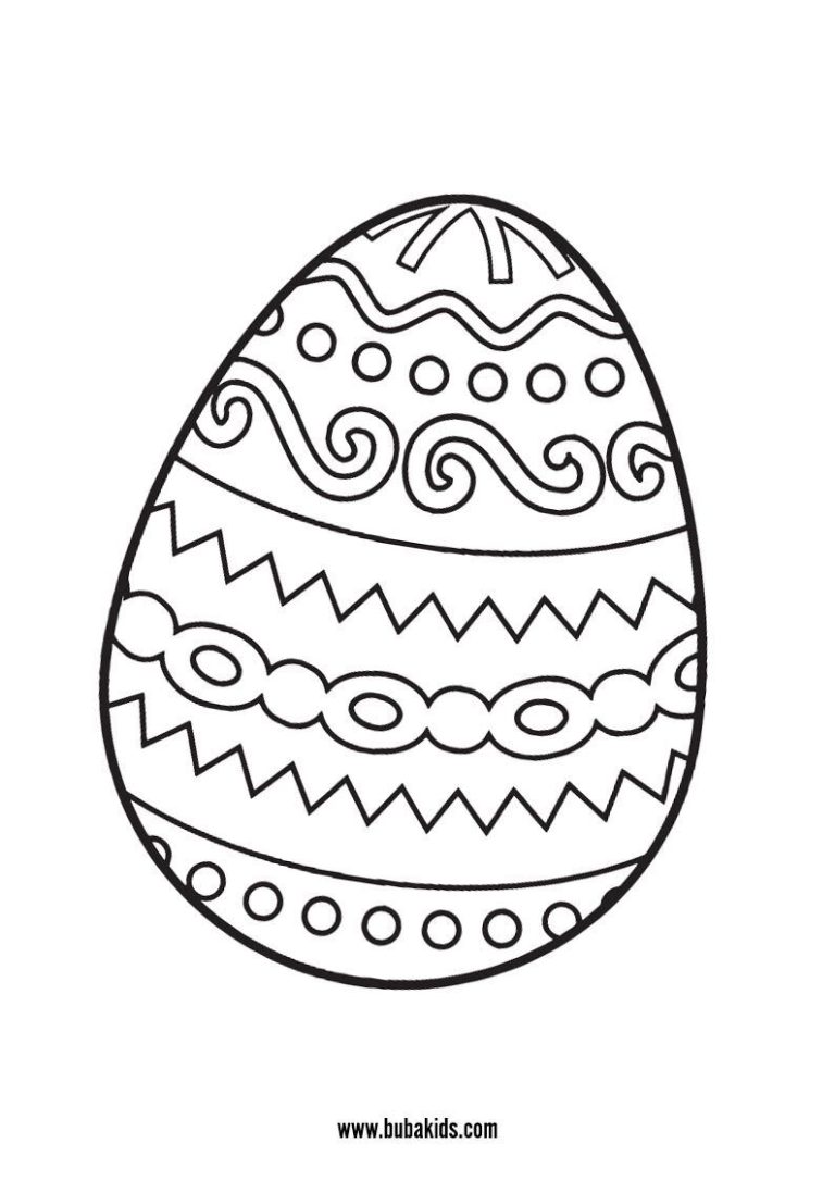 happy easter egg colouring page for kids | BubaKids.com