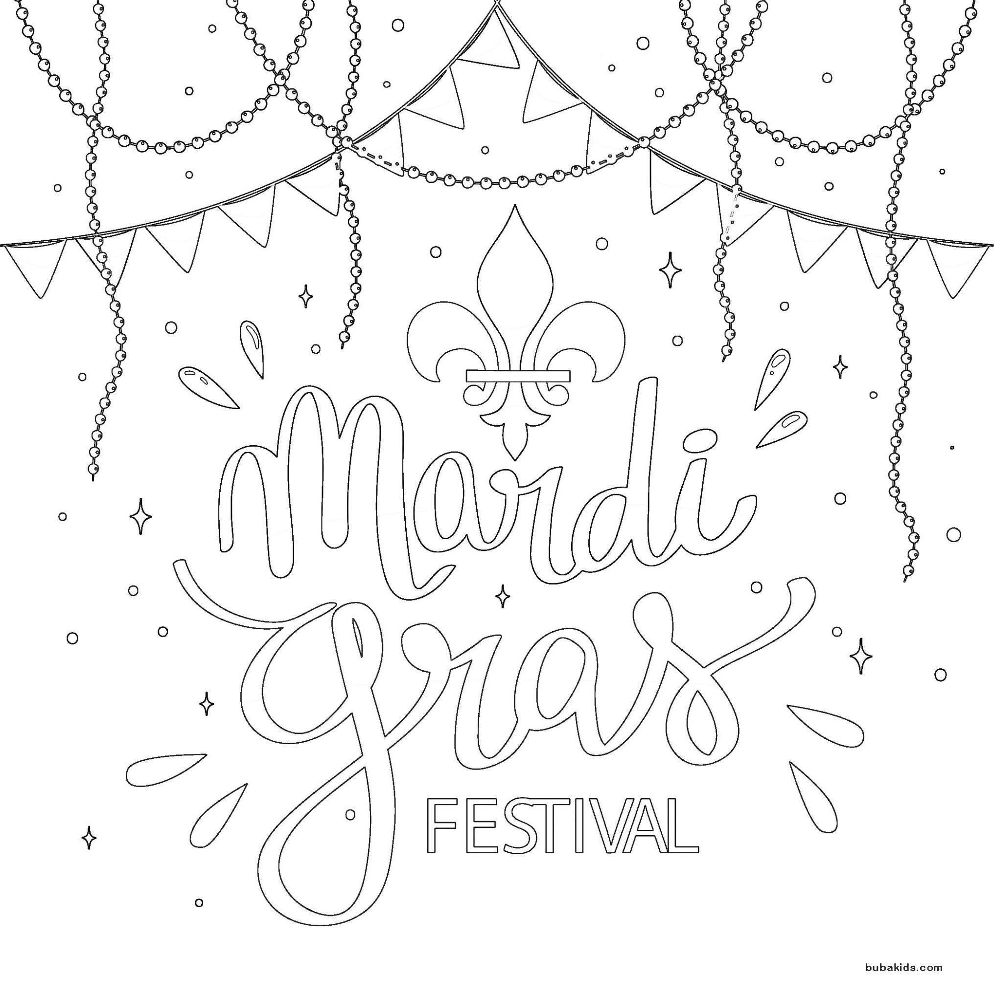 mardi gras festival coloring page | BubaKids.com