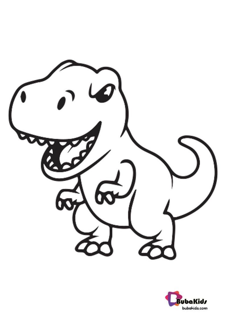 kids dinosaurs t-rex coloring page printable free | BubaKids.com