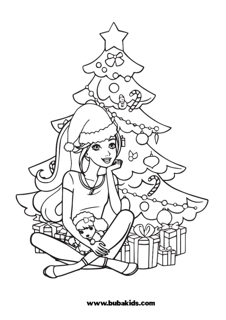 Barbie Christmas Free Coloring Pages For Kids | BubaKids.com