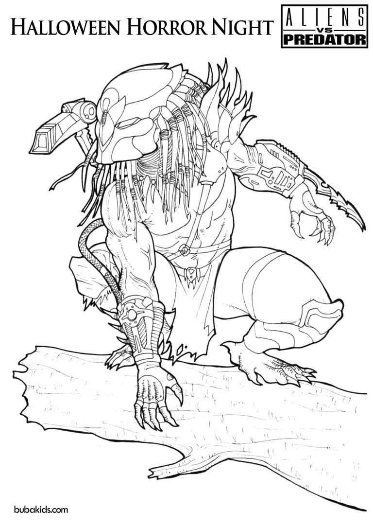 Alien vs Predator Halloween Horror Night Coloring page | BubaKids.com