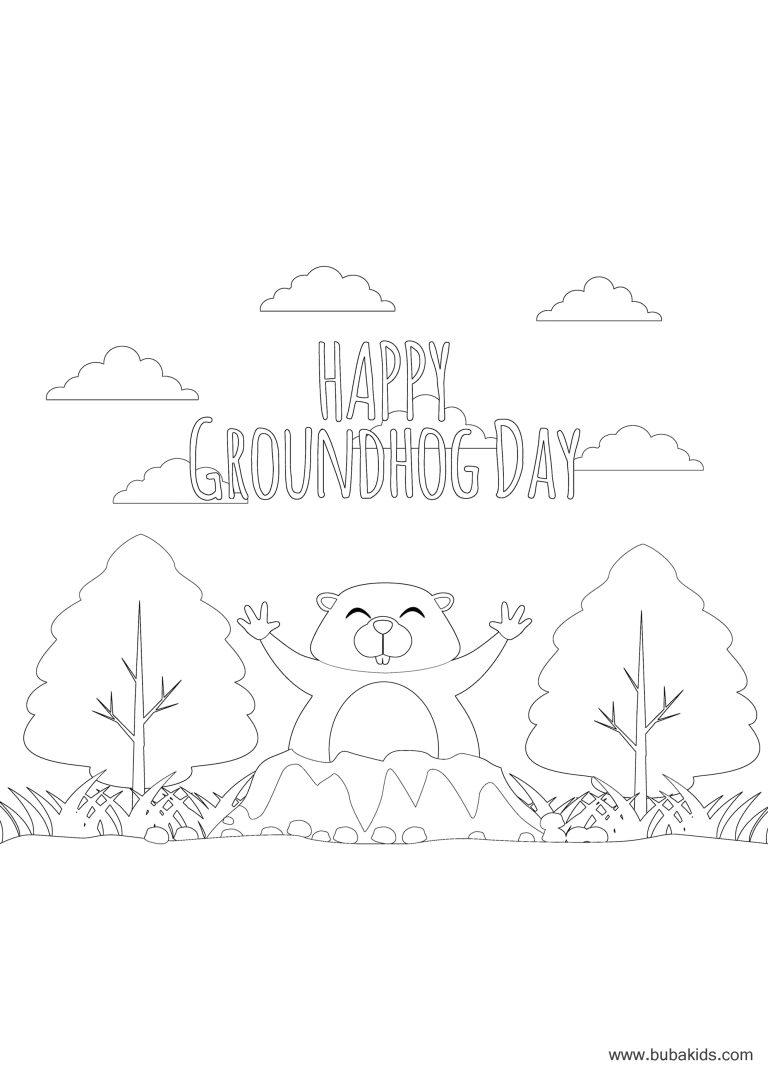 Best coloring page Happy Groundhog Day coloring sheet | BubaKids.com