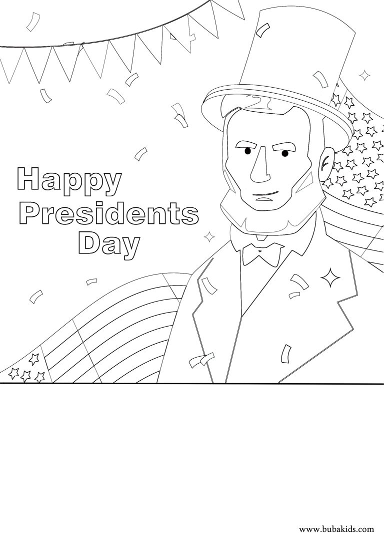 Free coloring Happy Presidents Day coloring page | BubaKids.com