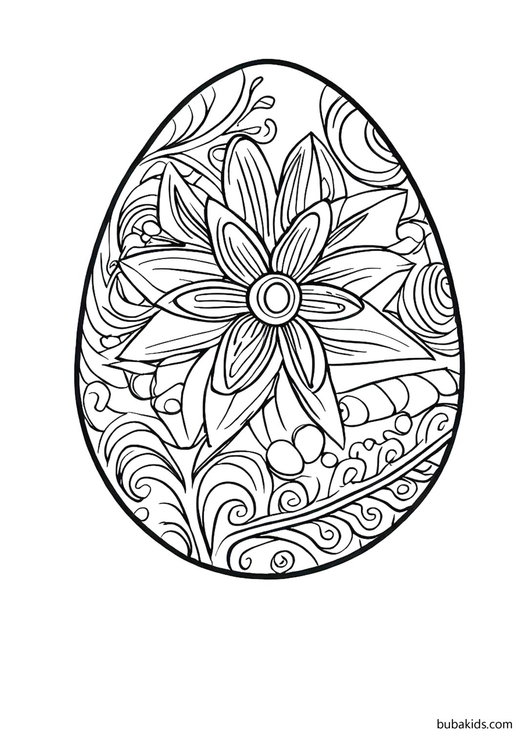 Amazing Easter Egg flower design coloring page | BubaKids.com