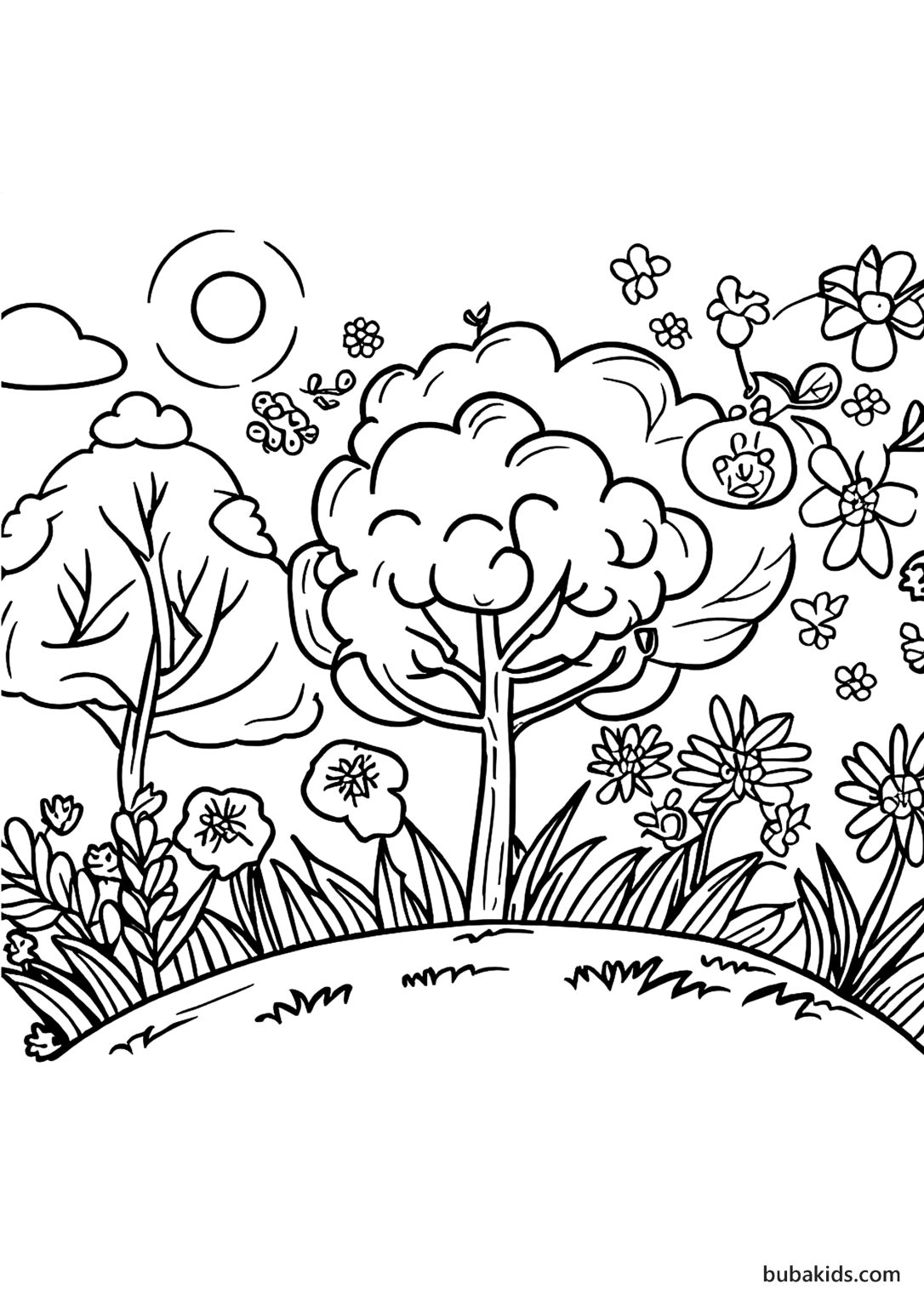 Free Printable Spring Coloring Pages | BubaKids.com