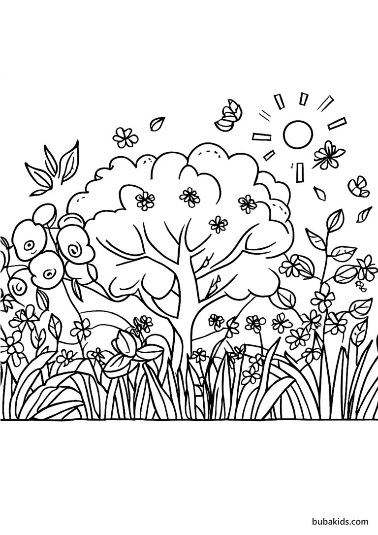 Free to Print and Color Spring coloring pages for kids | BubaKids.com