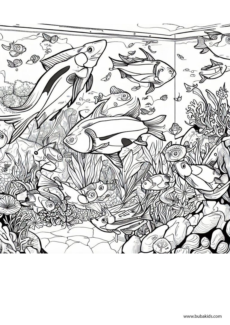 Aquarium coloring page from Fish category | BubaKids.com
