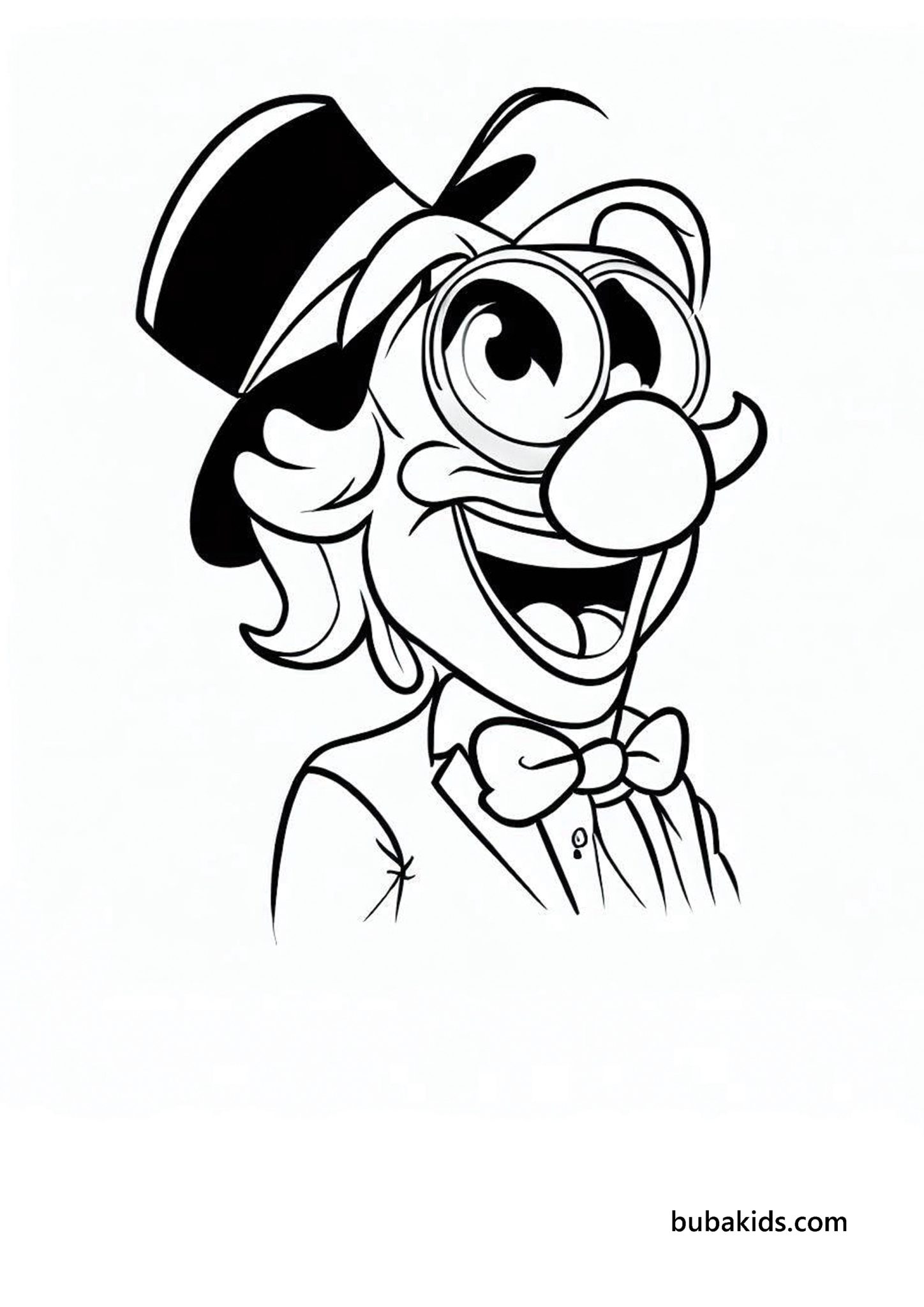 man with hat cartoon character coloring pages | BubaKids.com