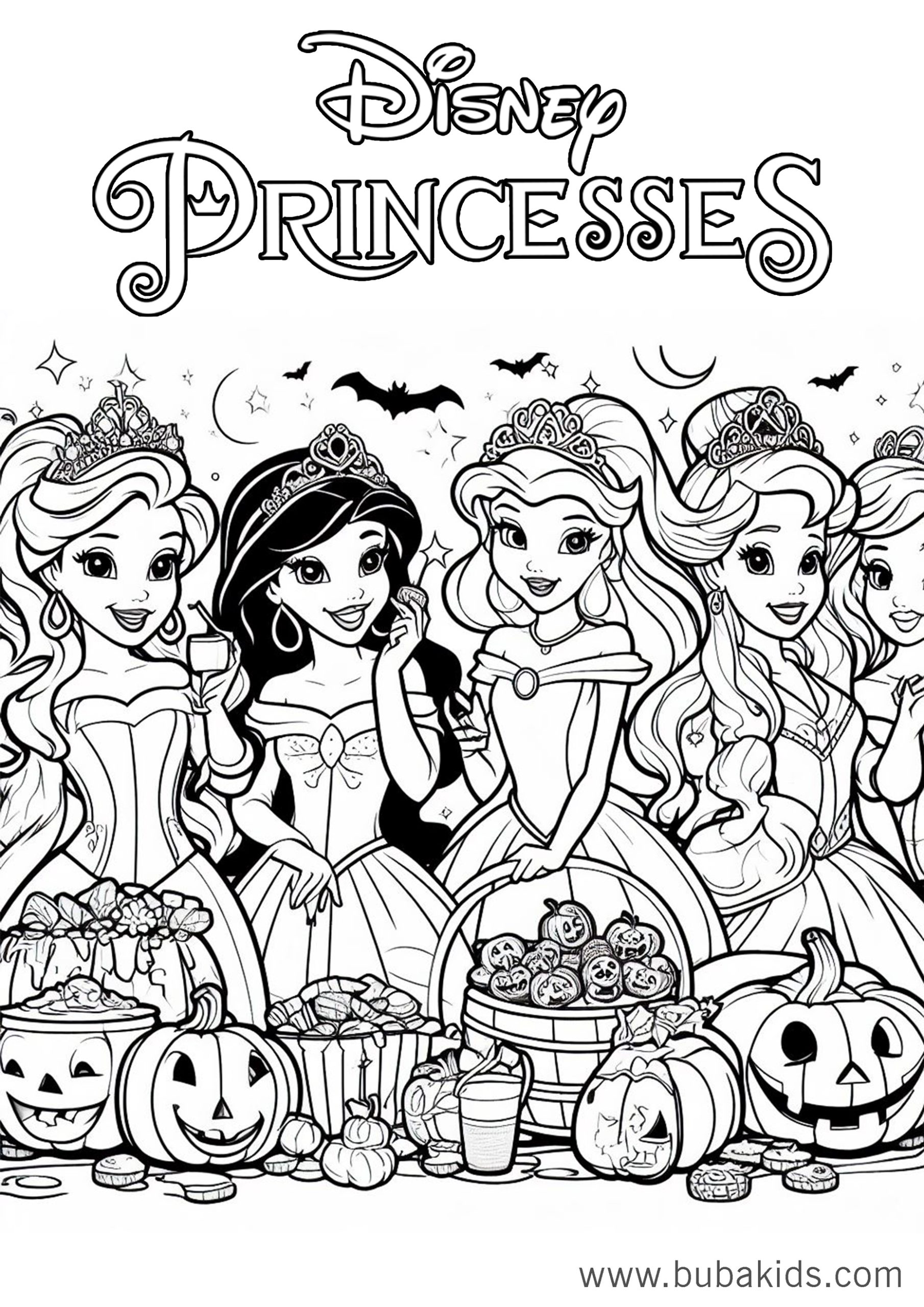 disney princesses jack o lantern halloween pumpkins coloring page ...