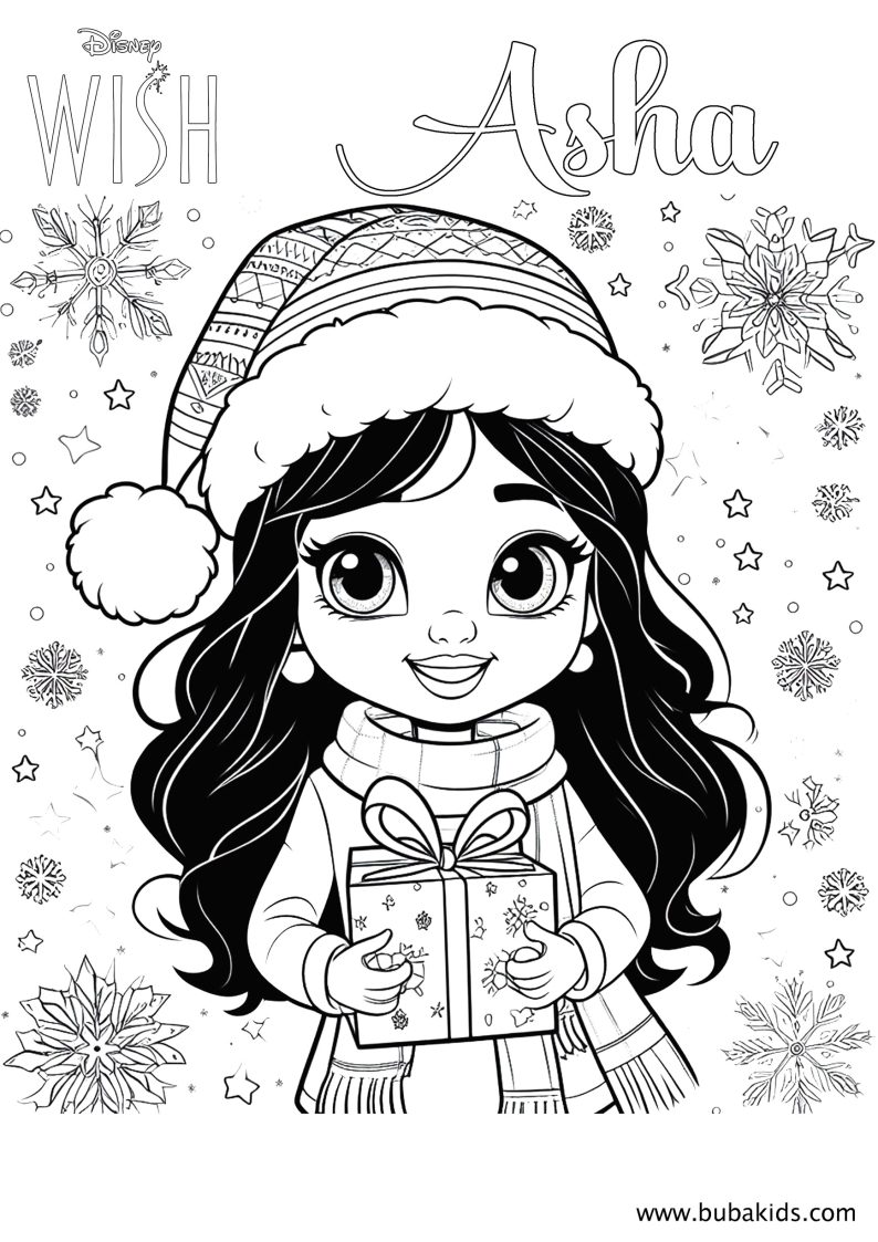 cute beautiful asha disneys wish movie coloring page | BubaKids.com