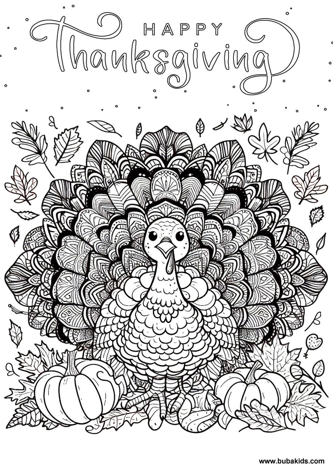 Coloring page Happy Thanksgiving bubakids | BubaKids.com