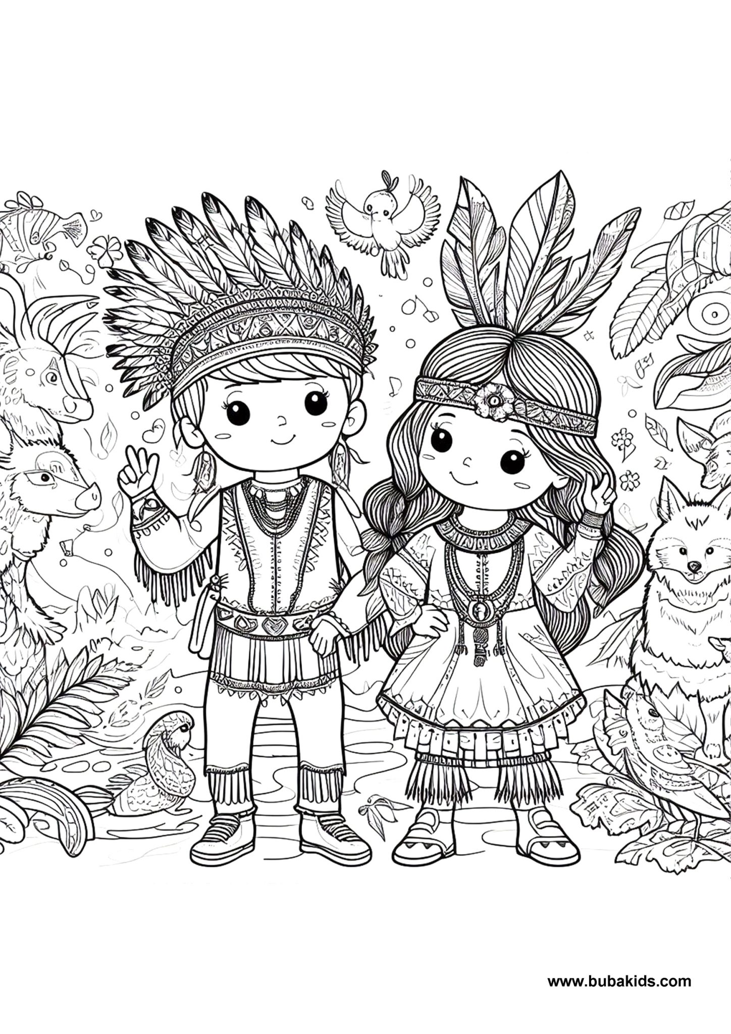 indian native american coloring page | BubaKids.com