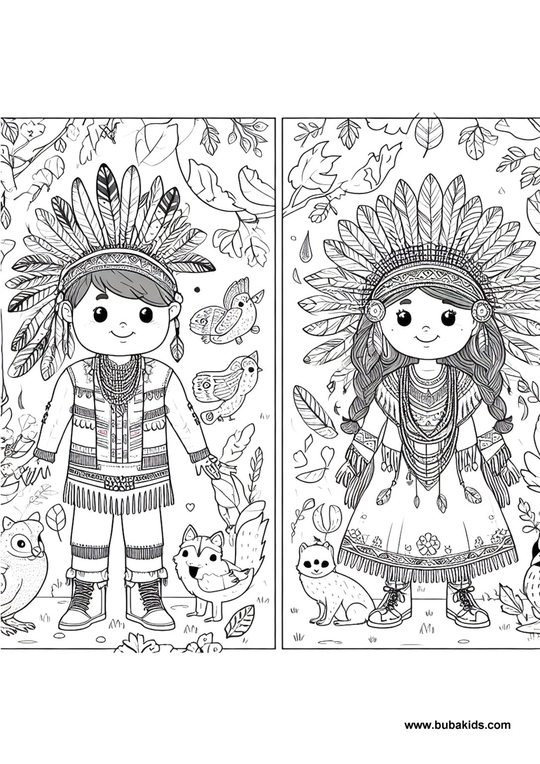native american heritage day indian coloring page | BubaKids.com