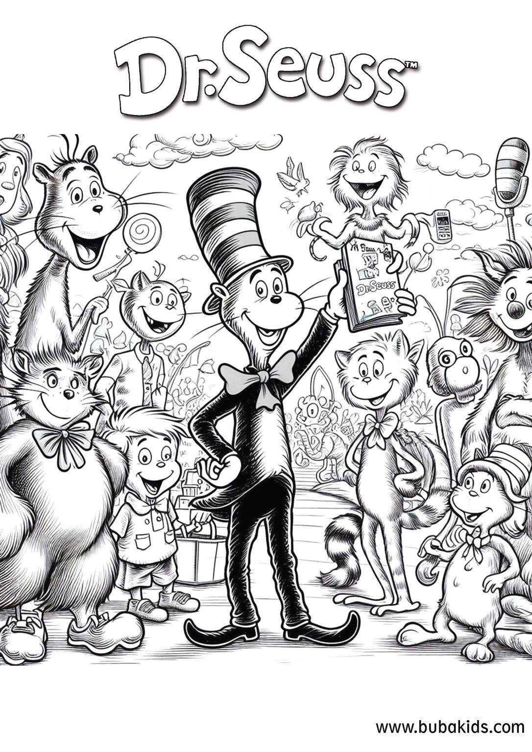 dr seuss characters coloring page | BubaKids.com