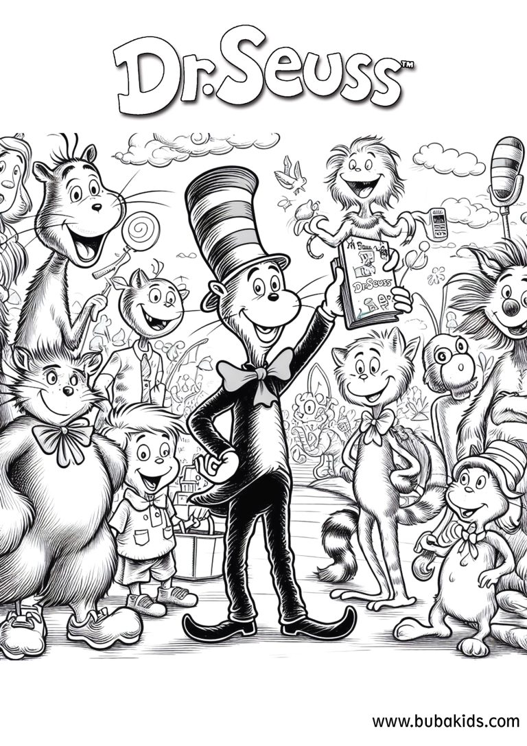 dr seuss characters coloring page | BubaKids.com