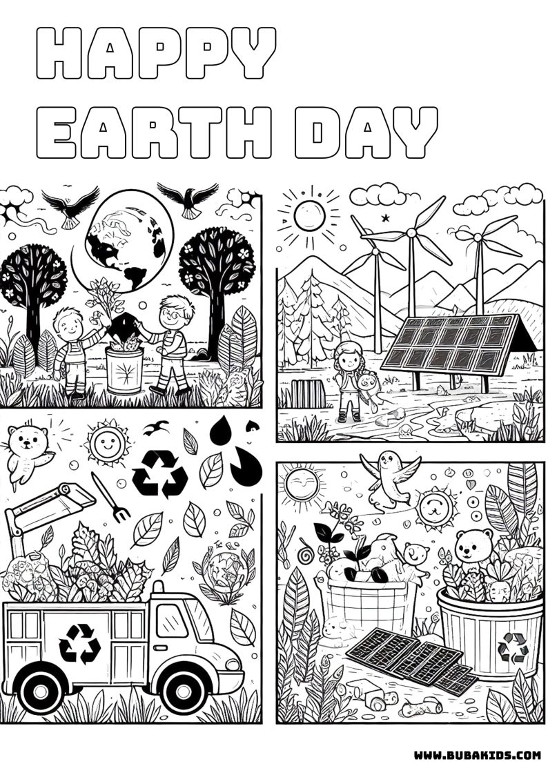 Free Download Happy Earth Day Coloring Page | BubaKids.com