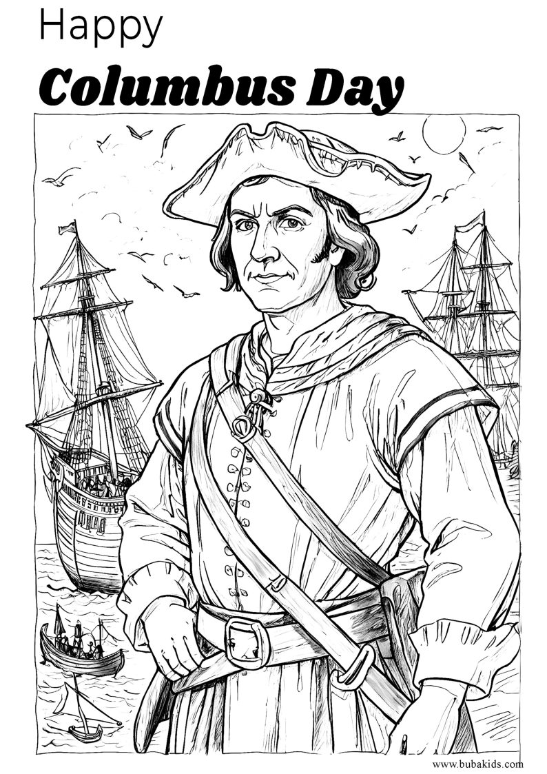 Happy Columbus Day coloring page | BubaKids.com