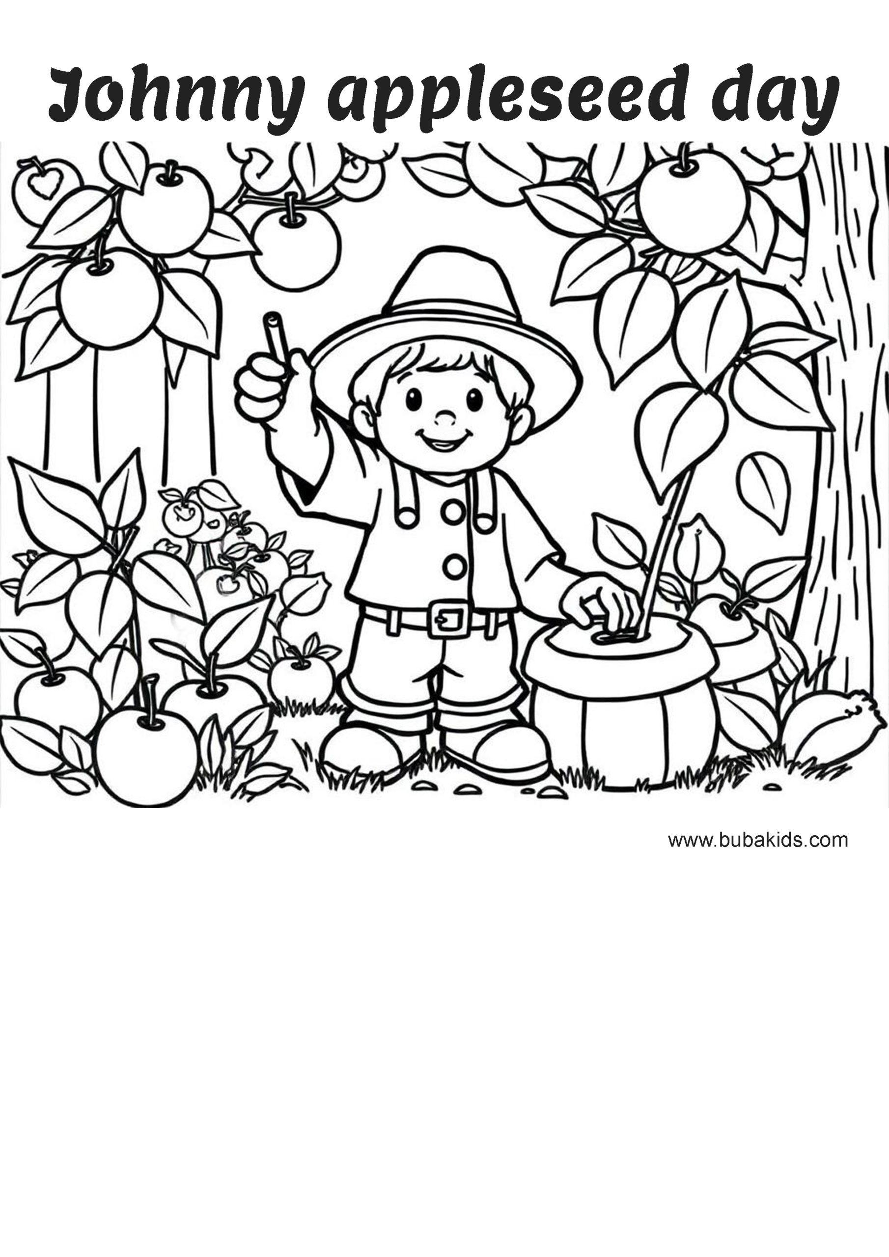 Ausmalbild Johnny Appleseed
